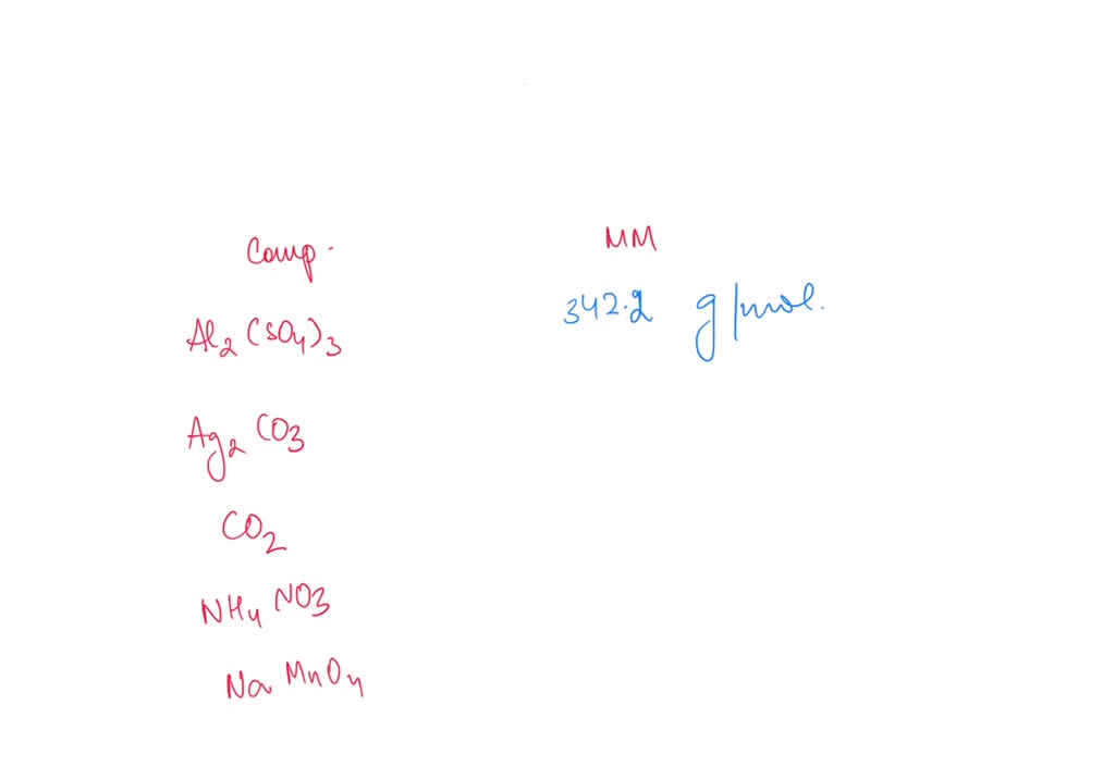 SOLVED: Determine the molar mass for the following compounds. (Enter your answer to four ...