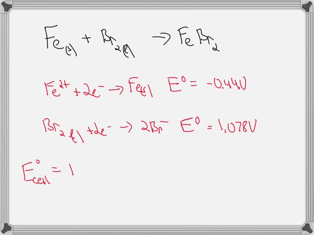 SOLVED: Calculate Ecell for: Fe(s) | FeBr2 (0.010 M) || NaBr (0.050 M ...