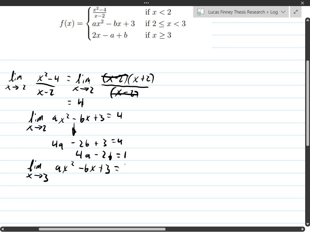 SOLVED: Find the values of a and b that make f continuous everywhere. f ...