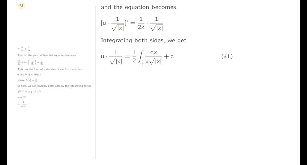 SOLVED: dy/dx -y/4x=1/4xy solve the Bernoulli equation.