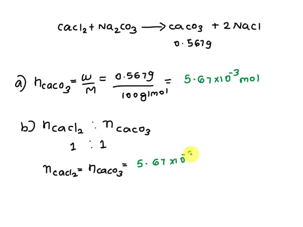 SOLVED: Calcium chloride (CaCl2) reacts with potassium carbonate (K2CO3) in a double ...