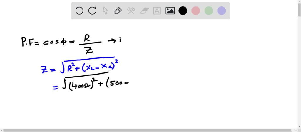 SOLVED: A series RLC circuit with a resistance of 400Ω has capacitive ...