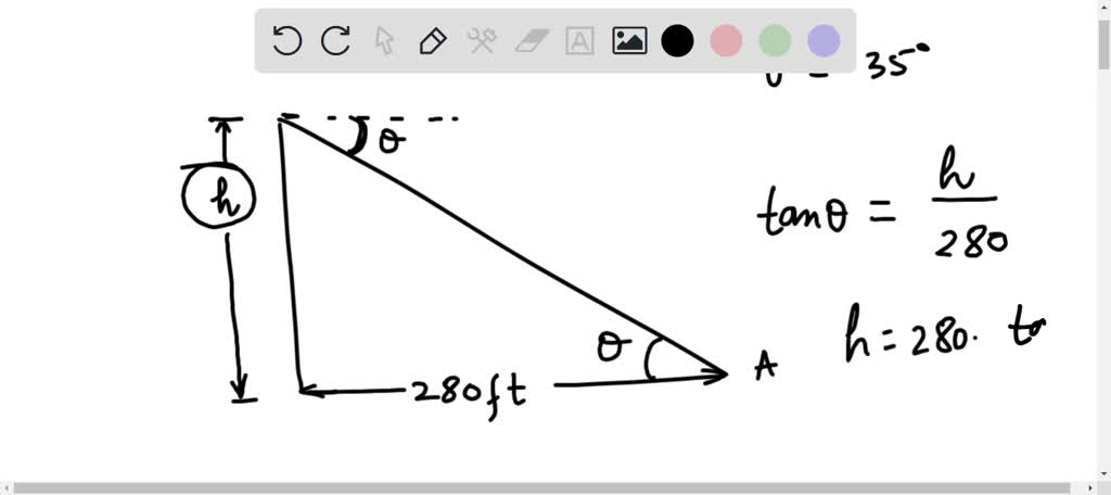 the angle of depression from the top of a sheer cliff to point Aon the ...