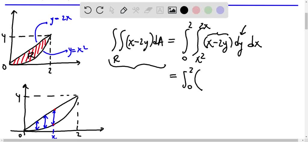 SOLVED: Evaluate the double integral 2y) dA, where R is the region ...
