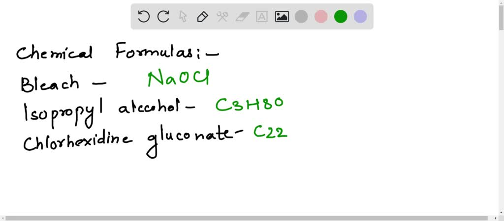 SOLVED: Look up the chemical formulas for bleach, isopropyl alcohol ...