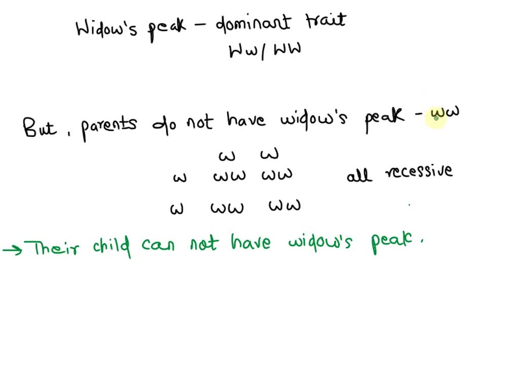 SOLVED: If two parents do not have widow's peaks, what is the ...