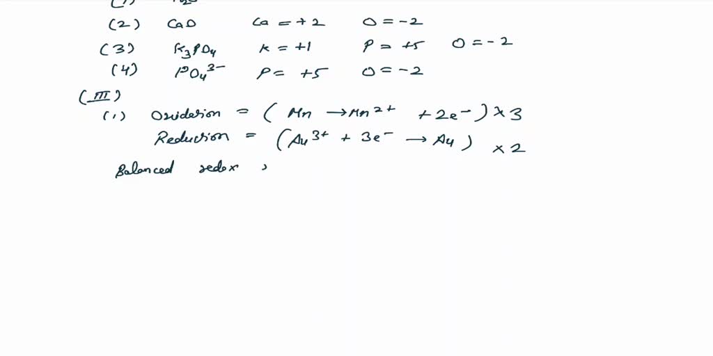 SOLVED: Determine the oxidation number assigned to each element in each ...