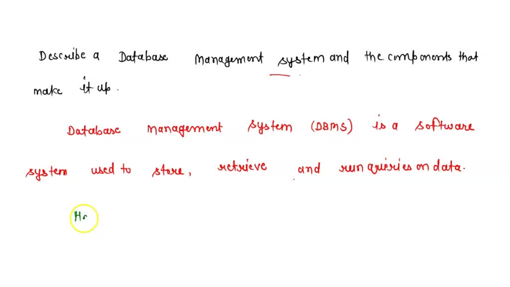 SOLVED: Describe a database management system and the components that ...