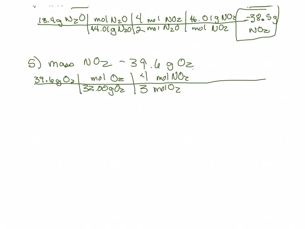 SOLVED: N2O(g) + O2(g) â†’ 2NO2(g) 2. What is the mole ratio of N2O to ...
