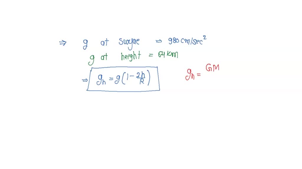 SOLVED: The value of g on the earth's surface is . Its value at a ...