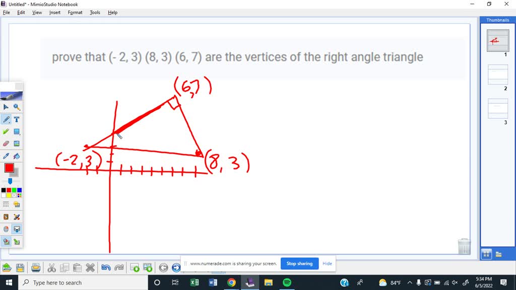 SOLVED: prove that (- 2, 3) (8, 3) (6, 7) are the vertices of the right angle triangle