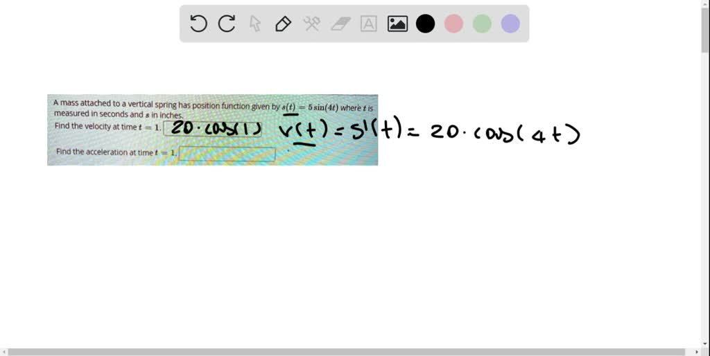 SOLVED: A mass attached to a vertical spring has a position function ...
