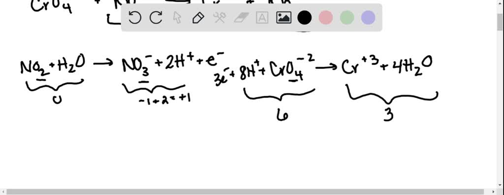 SOLVED: Balance the following reaction in an acidic solution CrO4+ NO2 ...