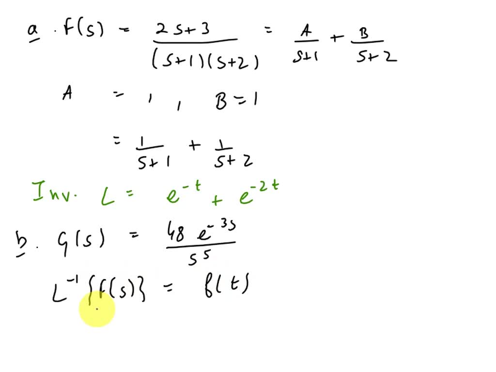 SOLVED: determine the inverse of the following Laplace transform using ...