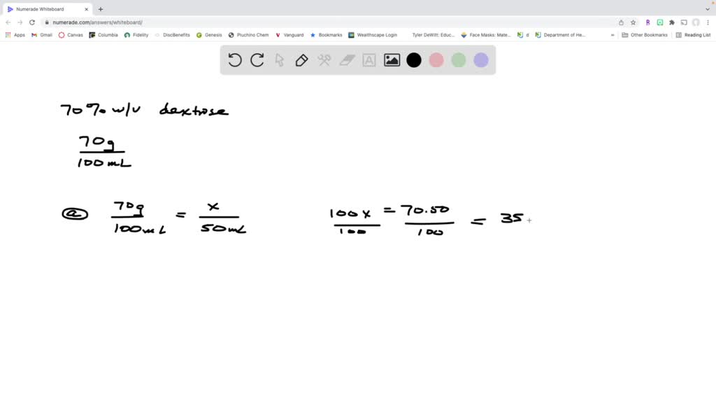 SOLVED: You have a 70% w/v dextrose solution. How many grams are in: a ...
