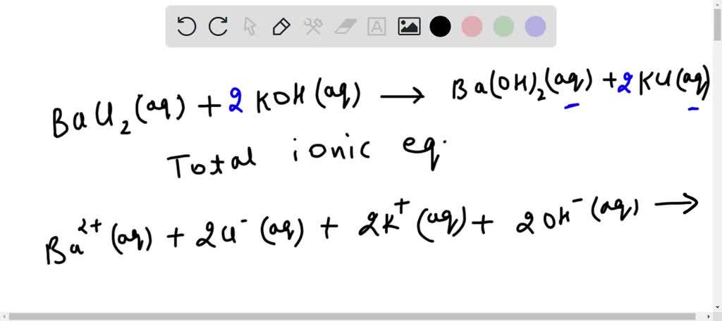 SOLVED: Enter the complete ionic equation when BaCl2 and KOH are mixed ...