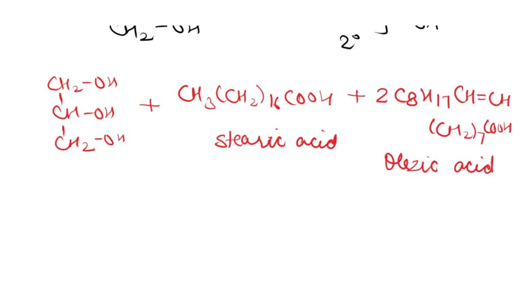 SOLVED: Draw the structure of a triacylglycerol formed from glycerol ...
