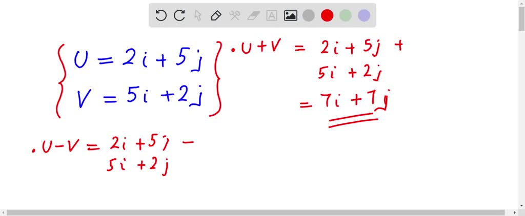 For the given vectors V1 and V2, determine V1 + V2, V1 - V2, V1 x V2, V2 x V1, and V1 Â· V2 ...