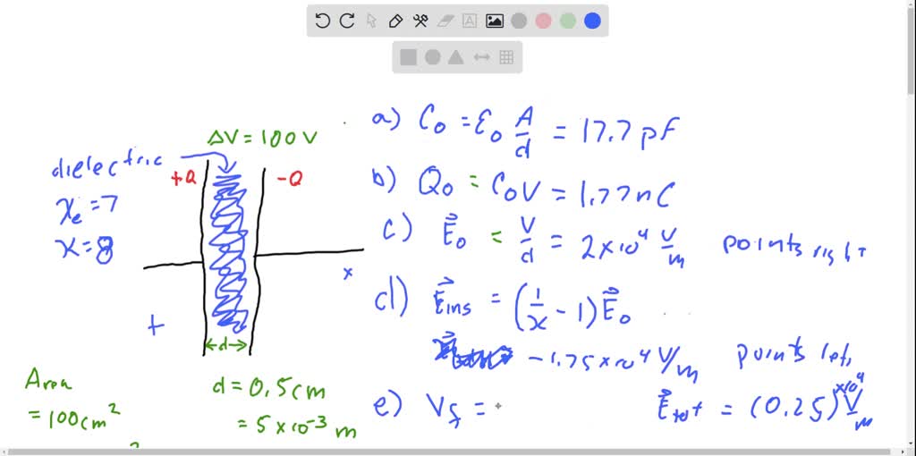 SOLVED: The space between the plates of a parallel capacitor with a ...