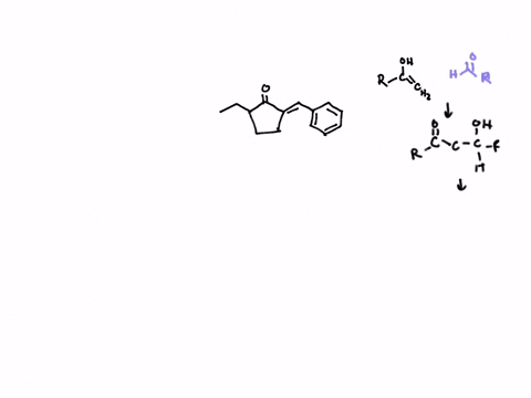 Draw structures for the carbonyl electrophile and enolate...