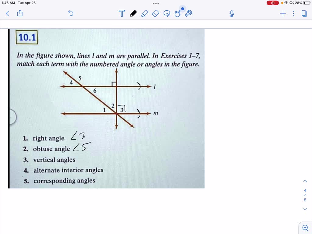 SOLVED: Exercise #4: In the diagram shown below, parallel lines m and are crossed by ...