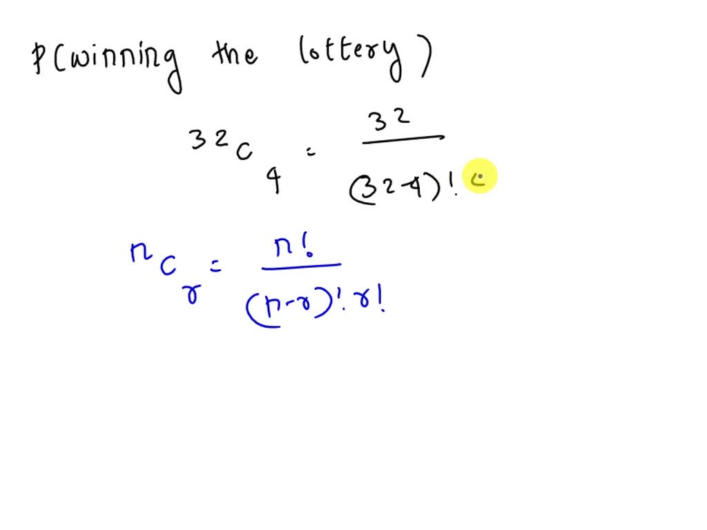 SOLVED: In a certain lottery, you must correctly select 4 numbers (in any order) out of 32 to ...
