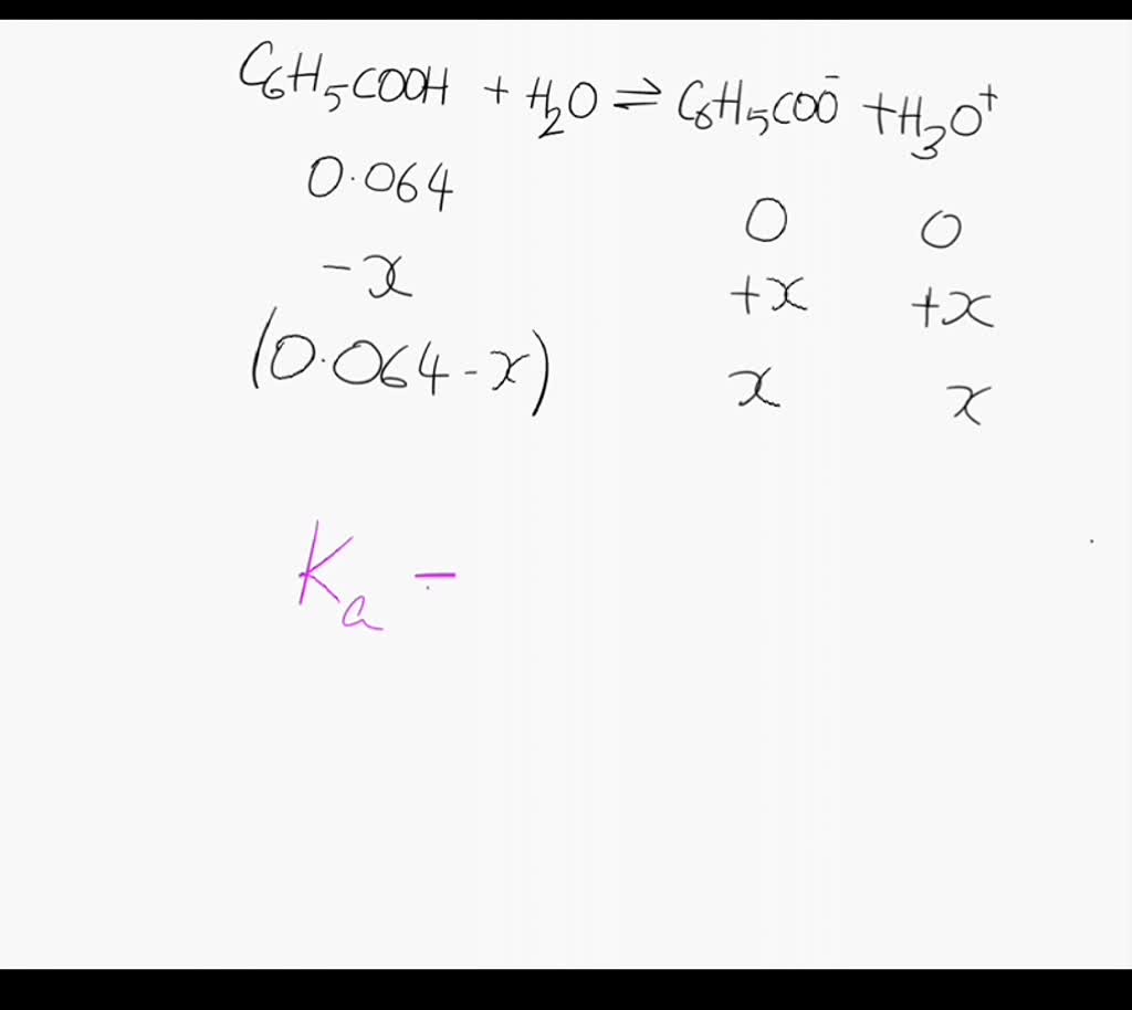 SOLVED: The acid-dissociation constant for benzoic acid (C6H5COOH) is 6 ...