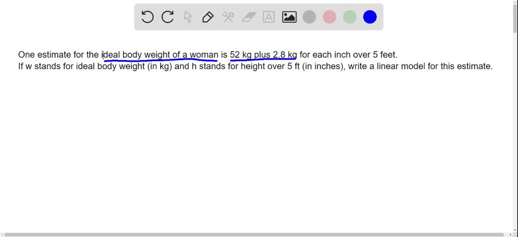 SOLVED: Calculate the ideal body weight, in kg, of a 35 year old female ...