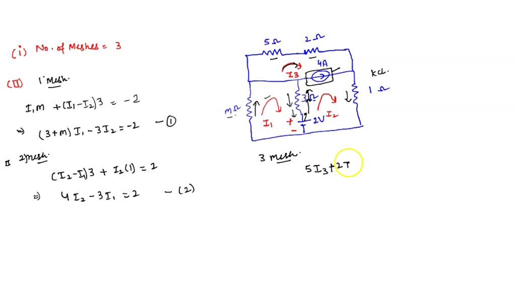 SOLVED: Part 1.3 (2 Marks) Write the mesh-current equations for the circuit in Fig: 1.3 ad ...