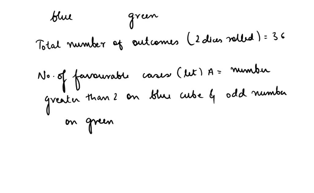 SOLVED: You roll a blue number cube and a green number cube. Find P a ...