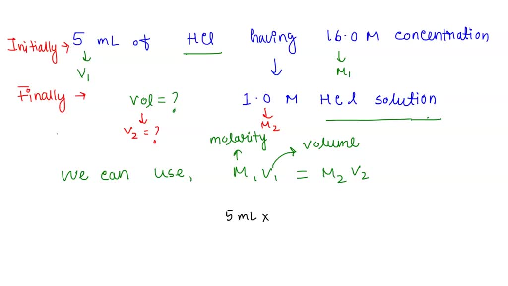 Maria needs to dilute a stock solution of 16.0 M hydrochloric acid (HCl ...