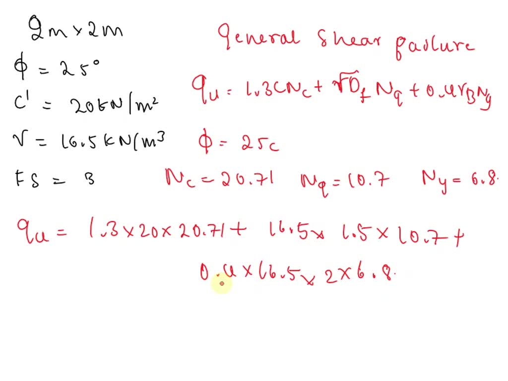 A 2.0m wide continuous foundation carries a wall load of 350 kN/m in a ...