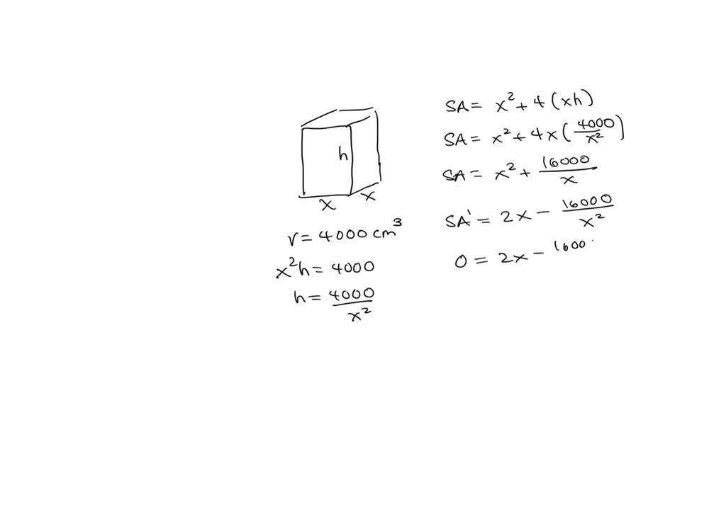 SOLVED: A rectangular box is designed to have a square base and an open ...