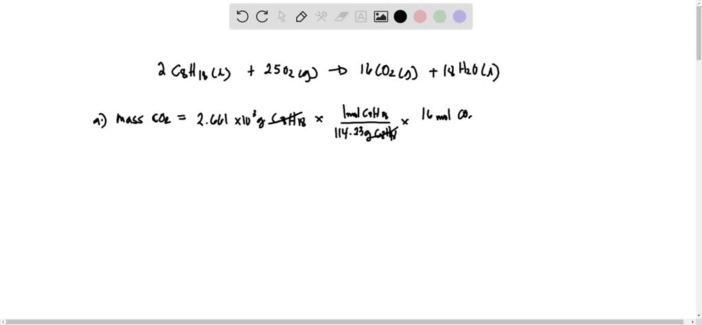 Solved The Balanced Equation For Combustion Of Octane Is Shown 2