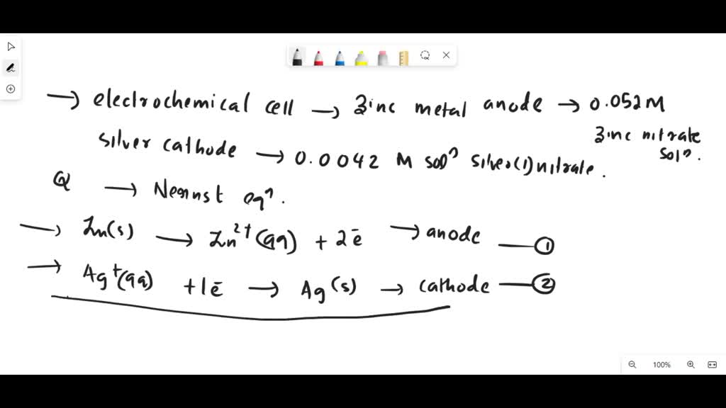 SOLVED: An electrochemical cell is constructed with a zinc metal anode ...