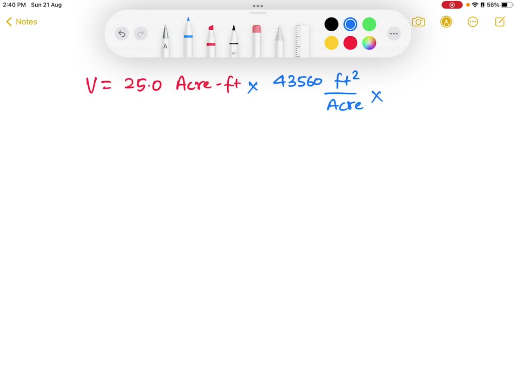 SOLVED: Problem 5 The volume of water in a reservoir or aquifer is ...