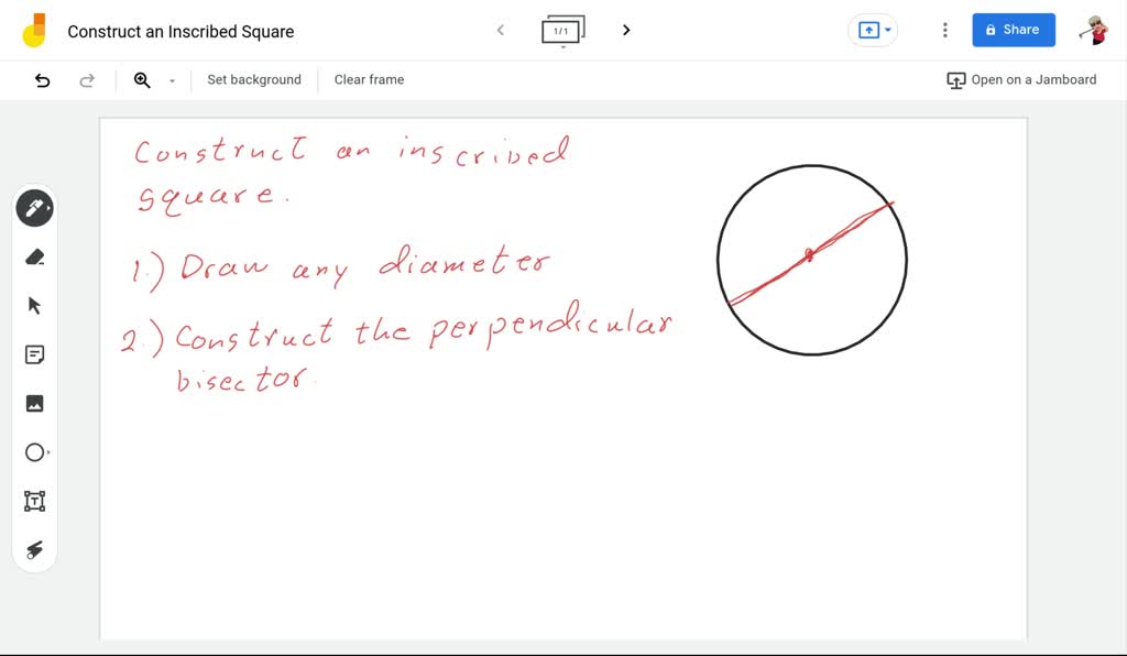 SOLVED: What is the first step in constructing an inscribed square? Choose 1 answer Answer ...