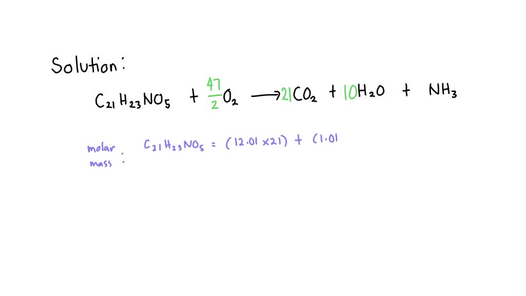 Heroin has the molecular formula C21H23NO5. What mass in g of CO2 will ...