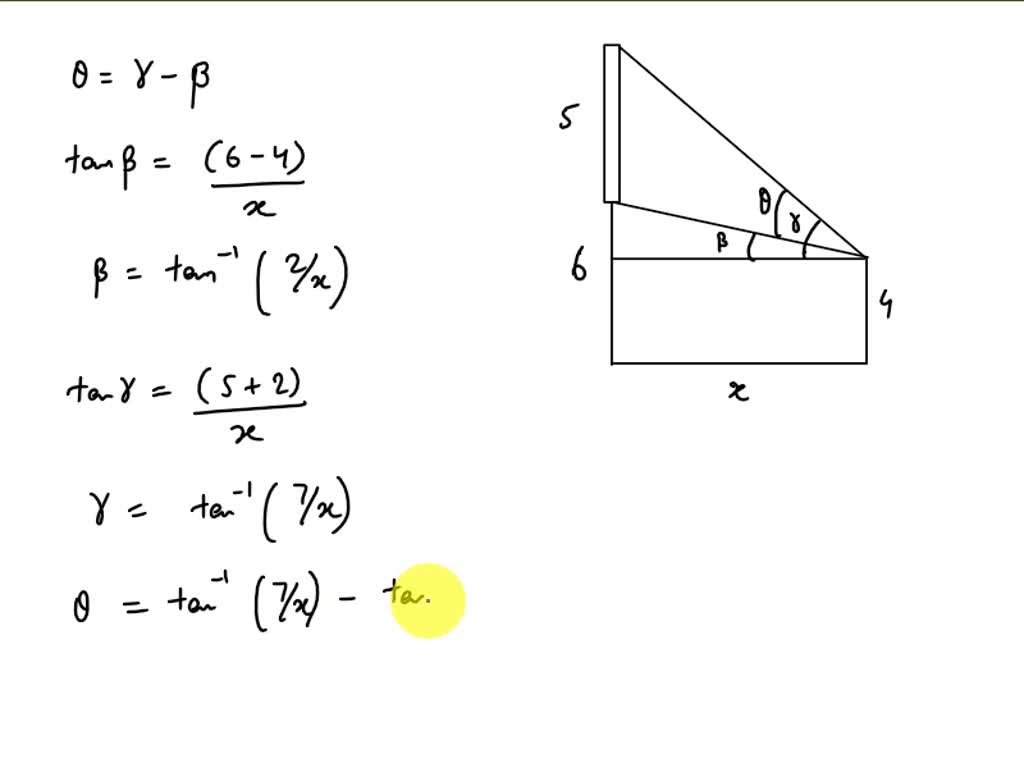 SOLVED: A rectangular billboard 5 feet in height stands in a field so ...
