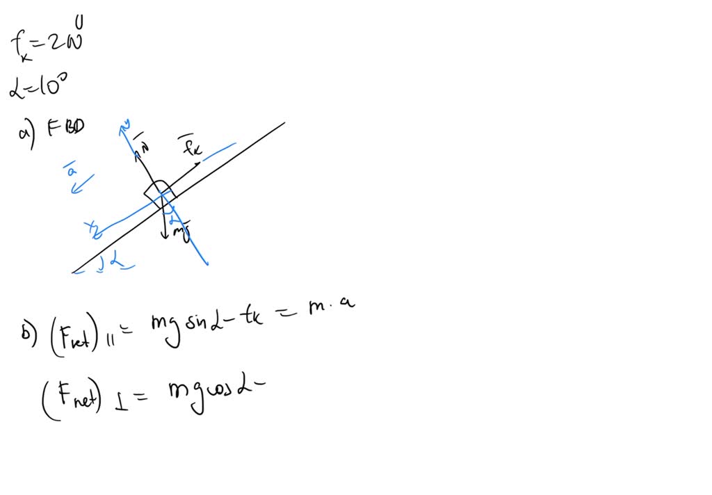 SOLVED: A 3 kg box is sliding down a ramp. The friction force up is 2 N ...