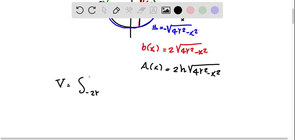 SOLVED: The base of S is a circular disk with radius 2r. Parallel cross-sections perpendicular ...