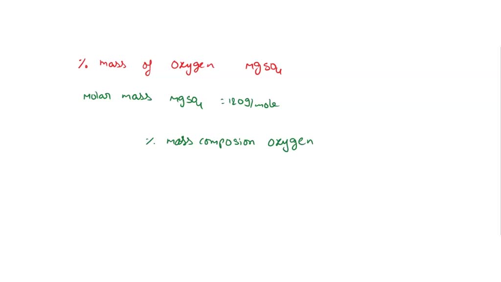 SOLVED: 1. Determine the molar mass of (a) MgSO4. (b) (NH4)2CO4 1 ... SOLVED: 1. Determine the molar mass of (a) MgSO4. (b) (NH4)2CO4 1 ...