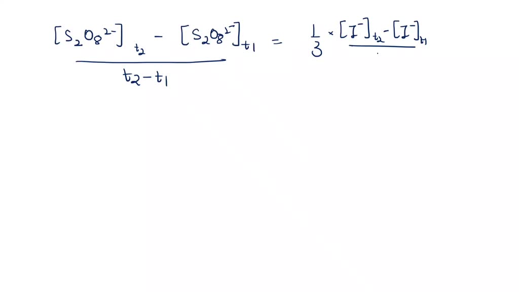 The peroxydisulfate ion (S2O8 2-) reacts with the iodide ion in aqueous ...