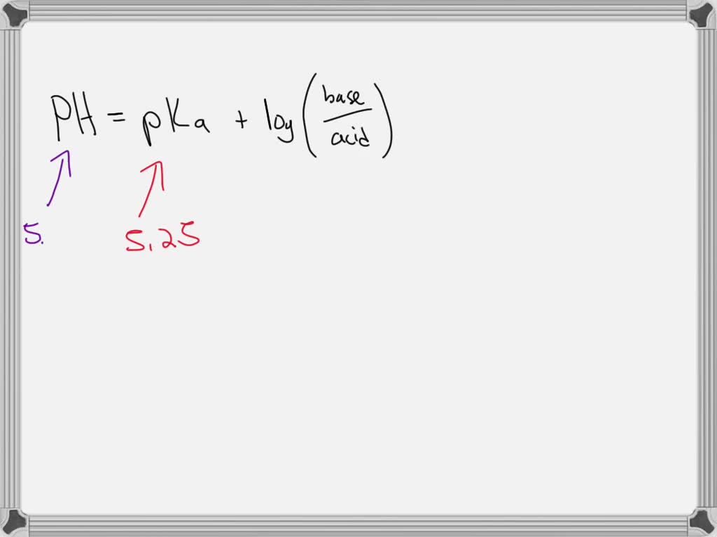 SOLVED: buffer contains the weak acid HA and its conjugate base A The weak acid has a @Ka of 5. ...