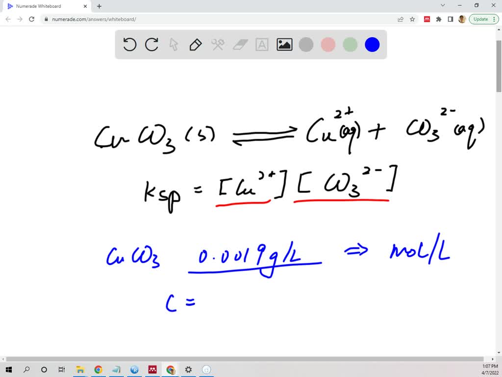 SOLVED: The solubility of CuCO3 in water at 25Â°C is measured to be 0. ...