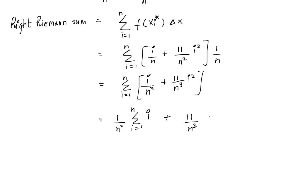 Solved For The Function Given Below Find Formula For The Riemann Sum Obtained By Dividing The