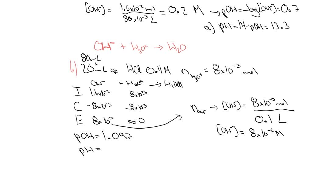 SOLVED: Consider the titration of 80.0 mL of 0.10 M Ba(OH)2 by 0.4 M HCl. Calculate the pH of ...