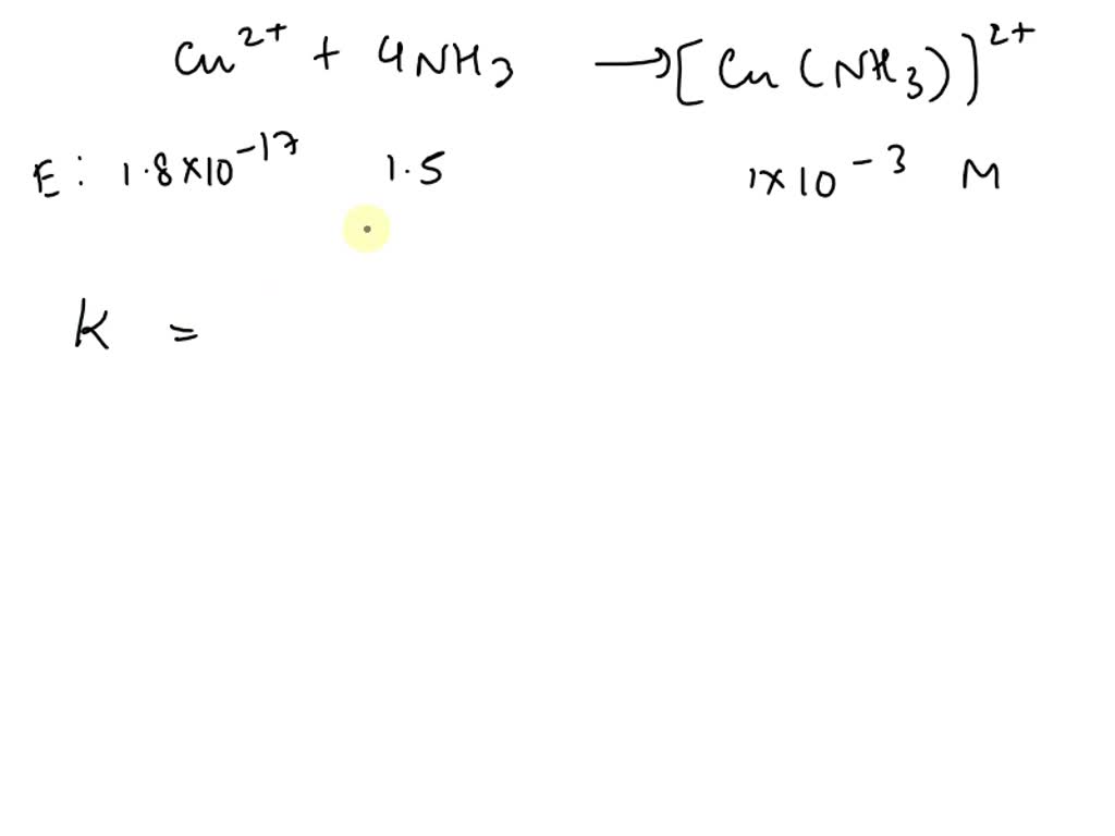 SOLVED: In the presence of NH3, Cu2+ forms the complex ion Cu(NH3)2 ...