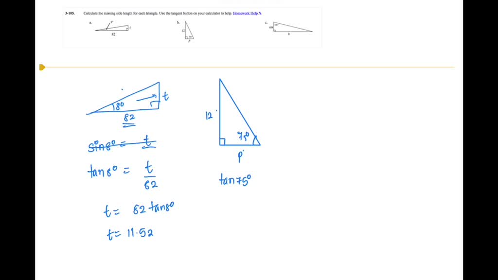 SOLVED 3 105 Calculate The Missing Side Length For Each Triangle Use SOLVED 3 105 Calculate The Missing Side Length For Each Triangle Use