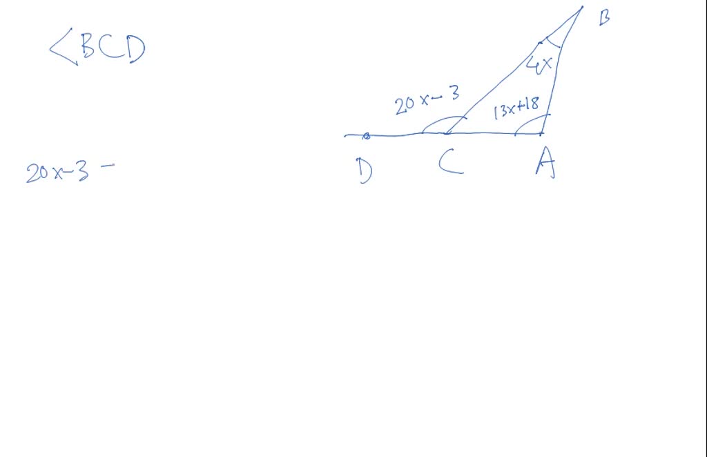 SOLVED: Use the diagram to find the measure of exterior angle BCD (Zux ...